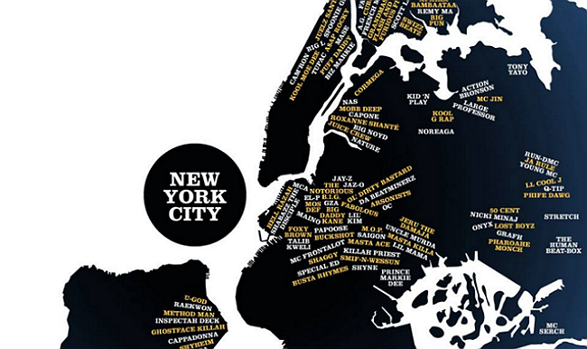 Check Out This Incredible Map That Shows Where NYC-Based Hip Hop ...